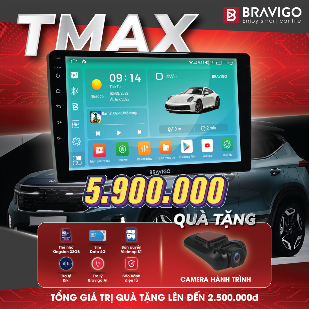 Màn Hình Android Ô Tô Bravigo TMAX Chính Hãng
